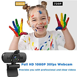 Maylibet Webcam with Microphone/Privacy Cover, External 1080P Wide Angle Streaming HD Web Camera for Desktop Computer Laptop PC Monitor