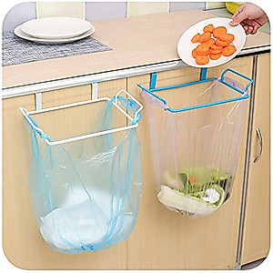 LANGUGU Stainless Steel Trash Rack Garbage Bag Holder Door Back Type Multi-Functional for Kitchen Hook Hang Dishcloth, Mounts Over Cabinet Doors CupboardsFrame