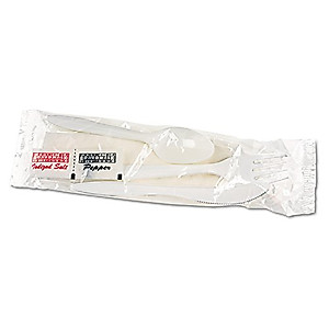 Boardwalk 6KITMW Cutlery Kit, Plastic Fork/Spoon/Knife/Salt/Pepper/Napkin, White (Case of 250)
