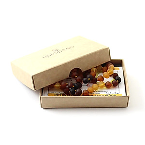 TipTopEco Baltic Amber Adult Necklace (Women and Men) - 17.7 Inches Long - Raw Unpolished Beads (Rainbow, 17.7)