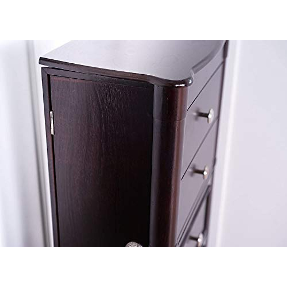 Hives and Honey Scarlett Jewelry Armoire - Elegant Storage Organizer for Your Precious Pieces | Solid Wood, Mirrored Lid | Anti-Tarnish Felt Lining | Espresso Finish