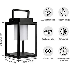 HFVLITE Cordless Table Lamp Waterproof Portable Garden Light Touch-Sensitive LED Night Light Outdoor Rechargeable Hand Lamp, Dimmable Desk Light Battery Operated for Garden, Patio, Yard, Path