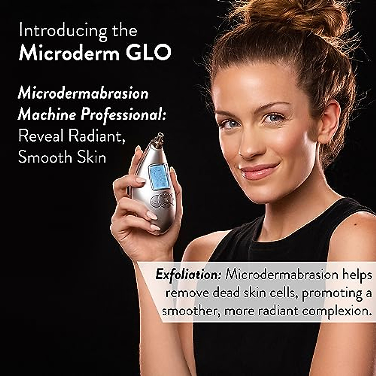 Microderm GLO Diamond Microdermabrasion Machine and Suction Tool - Clinical Micro Dermabrasion Kit for Anti Aging, Advanced Home Facial Treatment System, Blackhead Remover & Exfoliator for Acne Scars