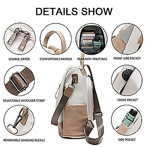 SAMAZ Women Purse Backpack Leather Anti-theft Bag Multipurpose Fashion Shoulder Handbags (White and Yellowish) Medium
