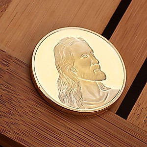 VORCOOL Jesus Commemorative Coin Collection Christ Religion Souvenir Challenge Coin Religious Badge for Easter Party Favor Home Decoration Golden