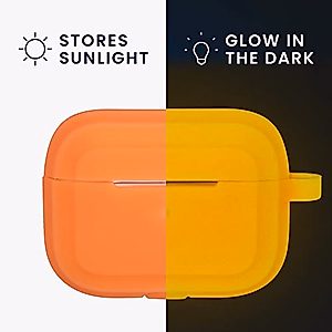 kwmobile - Case Compatible with Apple Airpods Pro - Case Glow in The Dark Cover Made of Silicone - Orange
