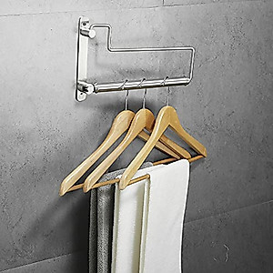 SHUNLI Drying Racks Folding Clothes Hanger Wall Mounted with 180°Swing Arm,Laundry Clothing Hanging Holder System Organizer Space Saver,Brushed Nickel