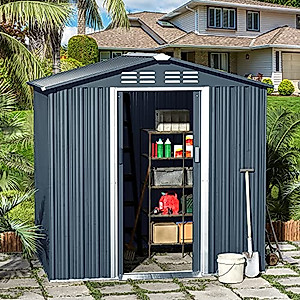 Gotland 6' x 4' Metal Storage Shed for Outdoor, Outdoor Storage Shed with Design of Lockable Doors, Utility and Tool Storage for Garden, Backyard, Patio, Outside use.
