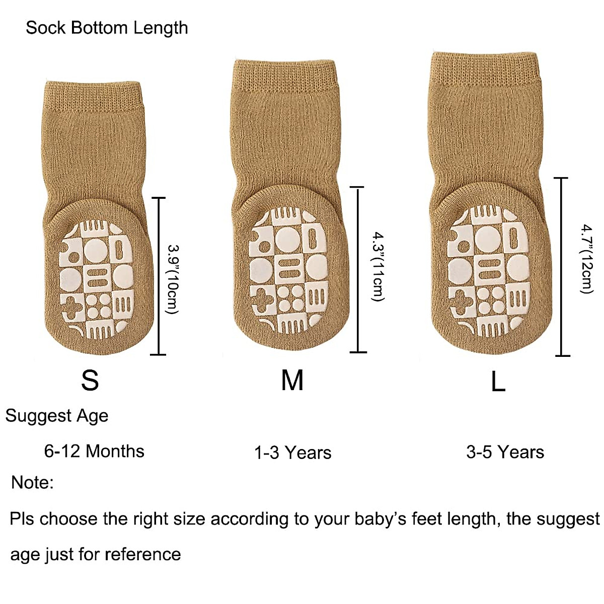 Exegawe Baby Non Slip Socks Winter - 5 Pairs Toddler Kids Thick Warm Crew Socks with Grips for Girls Boys Non Skid Socks(F1-5 Colors,M/1-3 Years)