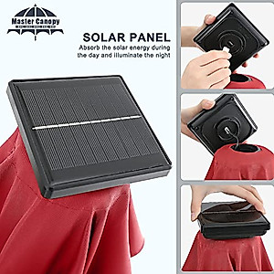 MASTERCANOPY Patio Umbrella with 32 Solar LED Lights -8 Ribs (7.5ft,Red)