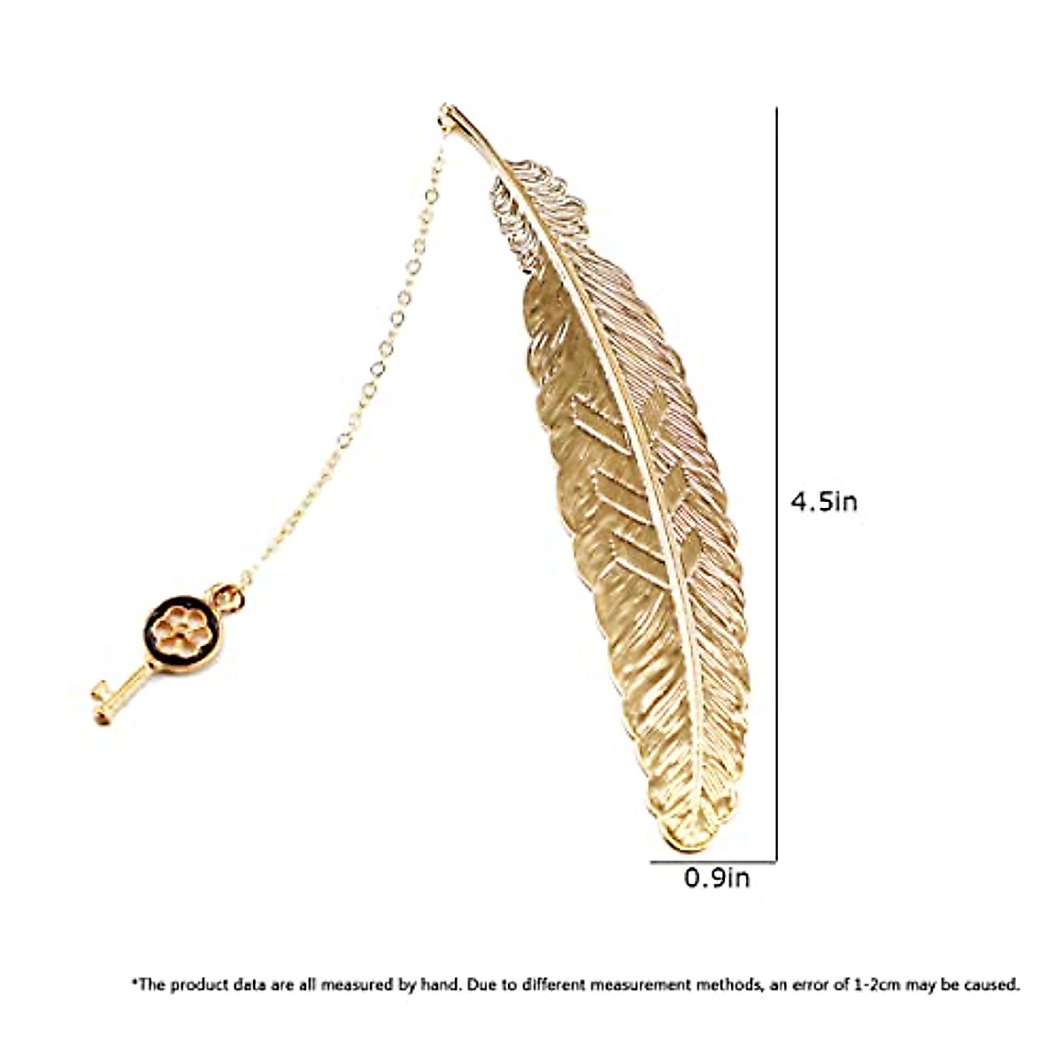 Leaf Metal Bookmarks,Retro Unique Personalized Bookmark,Vintage Metal Feather Bookmark with Key Shell Snowflake Pendant，Christmas Thanksgiving Idea Gift for Women Men Kids Book Lovers Key