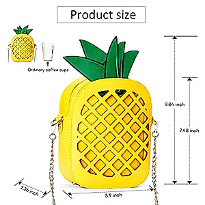 Yuboo Women's Pineapple Purse, Summer Girl‘s Yellow Crossbody Shoulder Bag for Hawaiian& Tropical Party Decorations