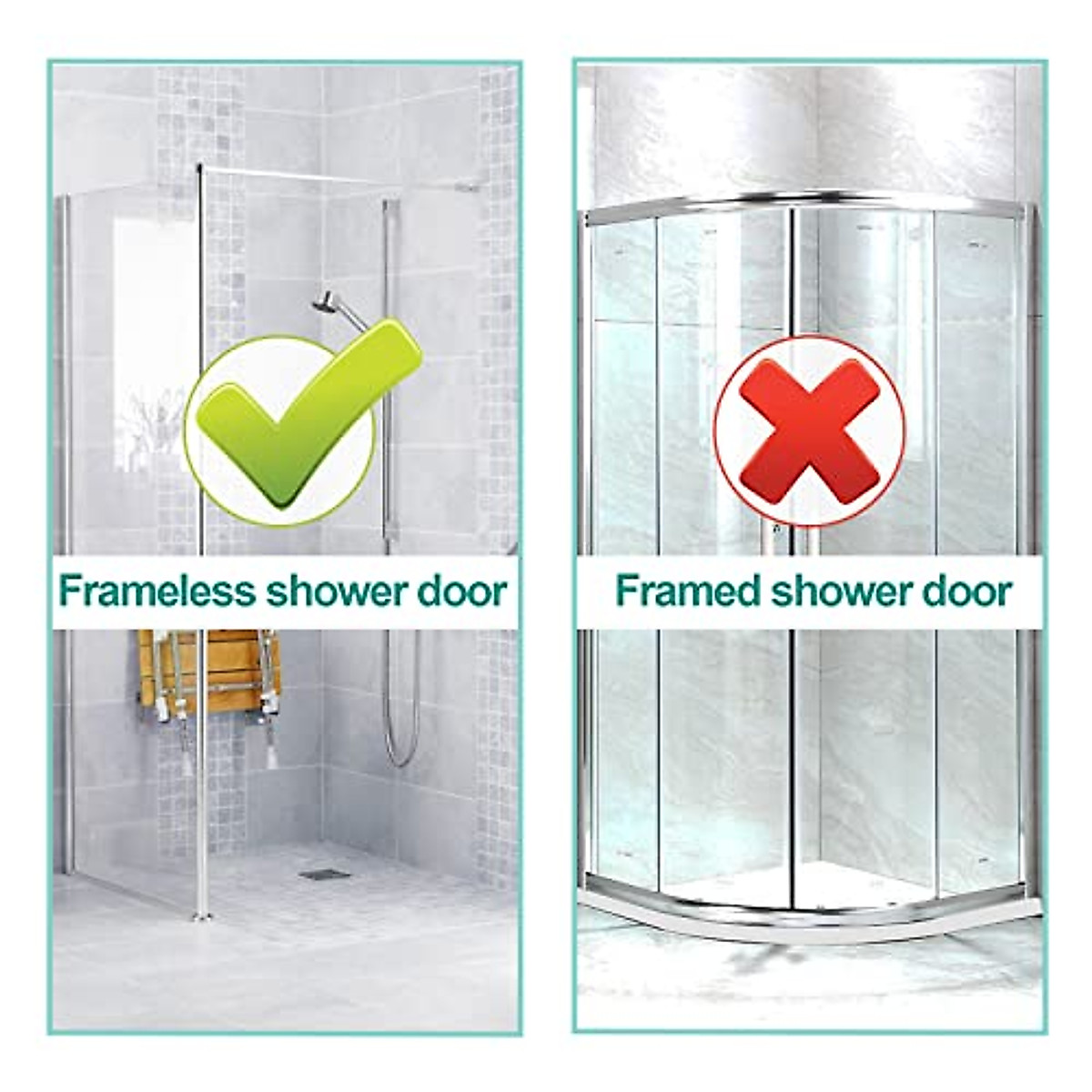 Haitis Shower Door Hooks, Extended Towel Hooks for Bathroom Frameless Glass Shower Door to Hand Suits, Robe, Towel, Squeegee, Loofah, Shaver 2 Pack Silver