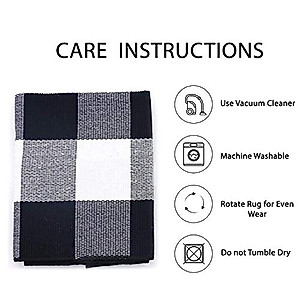 IOHOUZE Buffalo Plaid Checkered Rug - 27.5" X 43" Door Mat for Front Porch Decor/Home Decor, Black and White Washable Entryway Rug Welcome Outdoor Mat/Spring/Summer Doormat/Christmas Decoration