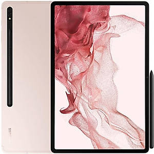SAMSUNG Galaxy Tab S8+ Plus w/Low Latency S-Pen 256GB 12.4’’ 120Hz AMOLED, Snapdragon 8 (4nm), Android 12 Wi-Fi Tablet SM-X800 US Model (w/Fast 25W Charging Cube, Pink Gold)