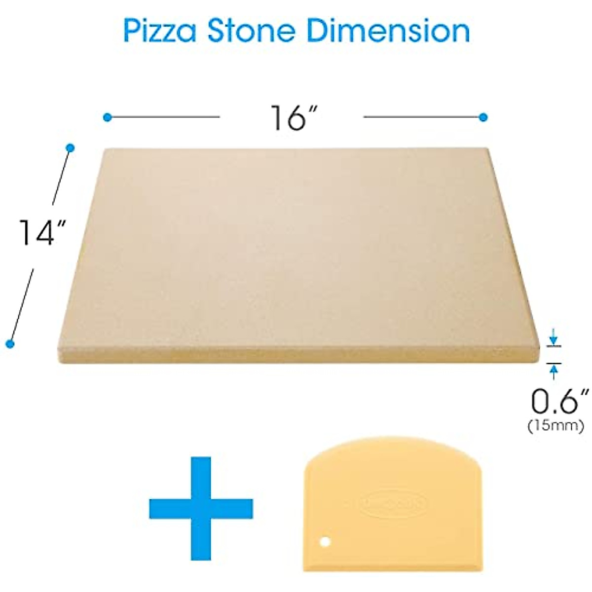 Unicook Large Pizza Stone 16 Inch, Heavy Duty Cordierite Pizza Grilling Stone, Bread Baking Stone, Thermal Shock Resistant Pizza Stone for Oven Grill, Baking Pizza, Bread, Cookie, Rectangular 16 x 14