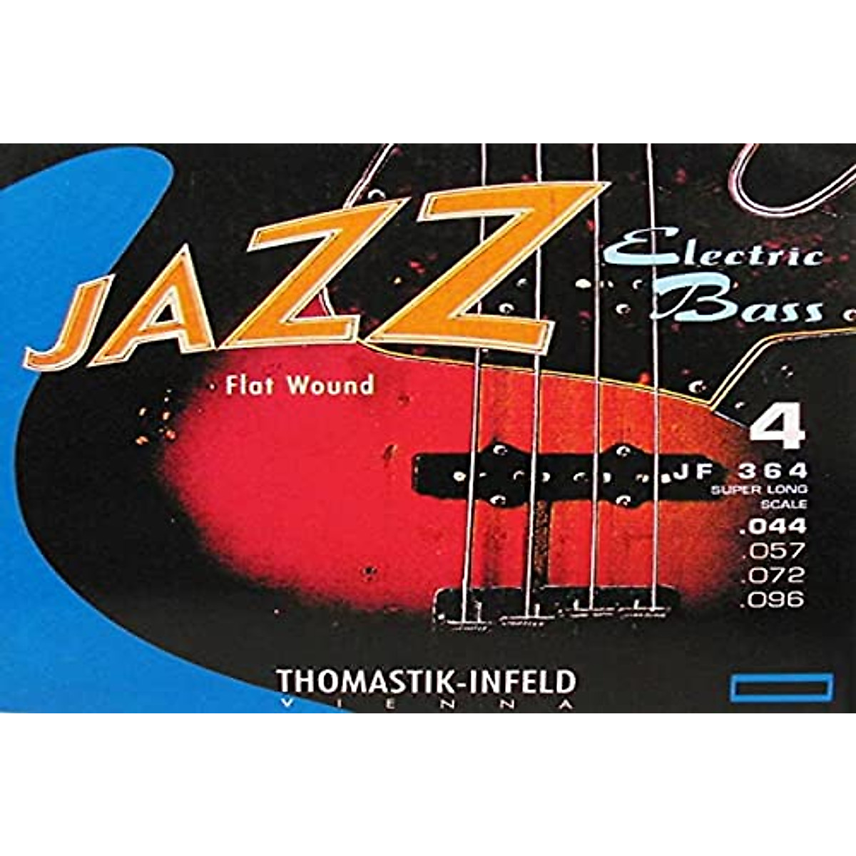 Thomastik-Infeld JF364 Bass Guitar Strings: Jazz Flat Wounds 4-String Super Long Scale Set; P. Nickel Flats G, D, A, E Set