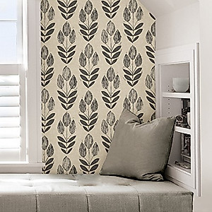 NuWallpaper NU2459 Folk Tulip Peel & Stick Wallpaper, Neutral