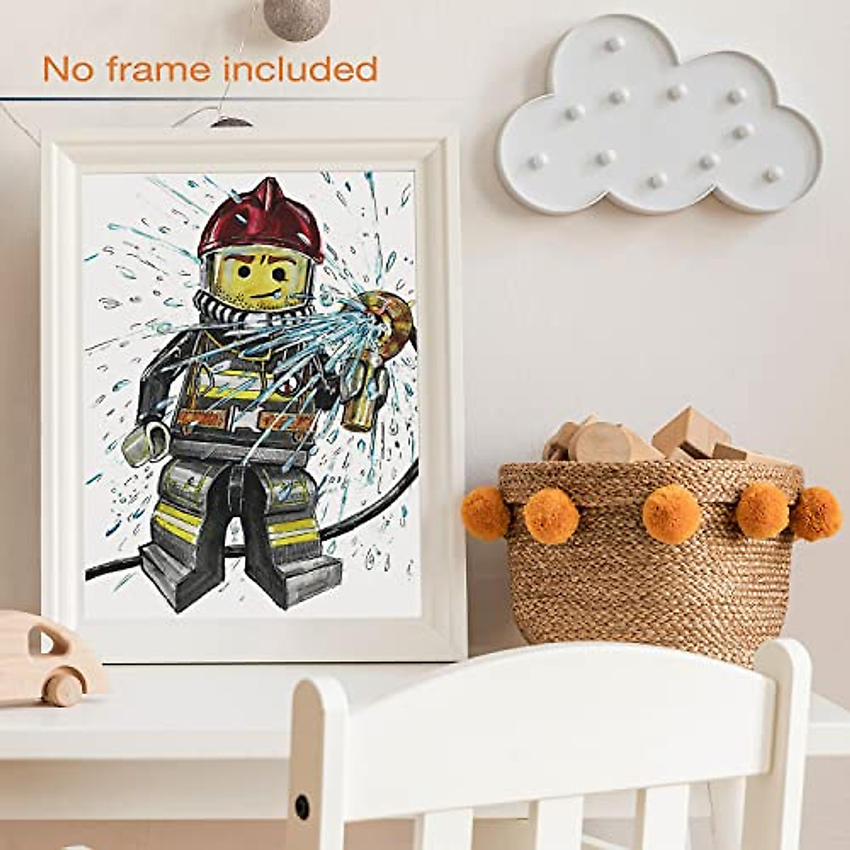 Prints Wall Legos Style Figures Jobs Art | Posters for Boys Room Decor Interlocking Figure Prints Room Decor For Boys, Girls And Toddlers, Boys Room Decor Policeman, Fireman, Emmet 4 Posters Set Printed On Ivory Paper Great For Kids Playroom, Kid Bedroom
