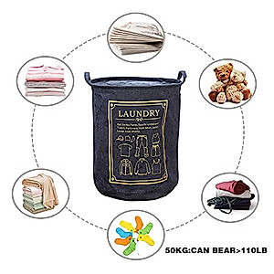 Laundry baskets foldable storage baskets large capacity baskets waterproof denim fabric for Toys and Clothes