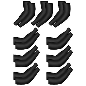 9 Pairs Unisex UV Protection Arm Cooling Sleeves Ice Silk Arm Cover for Men Women, Black