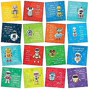 Party Profi Lunch Box Notes for Kids - 60 Fun Robot Riddle Cards for Boys and Girls Lunchbox - Create Memorable Thinking of You Notes