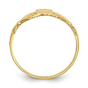 14K Yellow Gold Heart Love Irish Claddagh Celtic Ring Jewelry Size 7.00