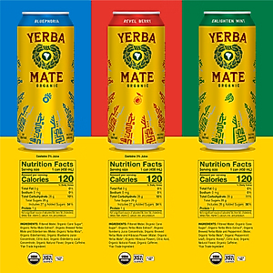 Guayakí Yerba Mate, Organic Energy Drink Alternative, Variety Pack, 150mg Natural Plant Based Caffeine, Better for You Energy & Focus, No Jitters or Crash, 15.5 Oz (Pack of 12) (Packaging May Vary)