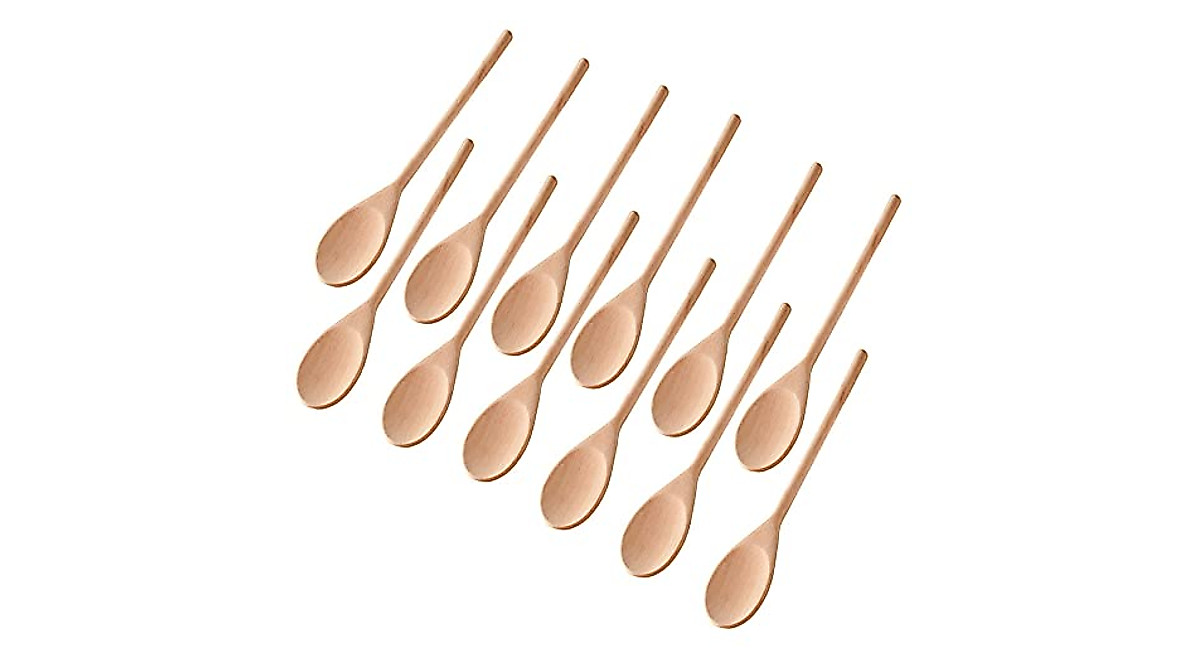 Durable 12-Inch Wooden Spoons - 12 Pack for Cooking