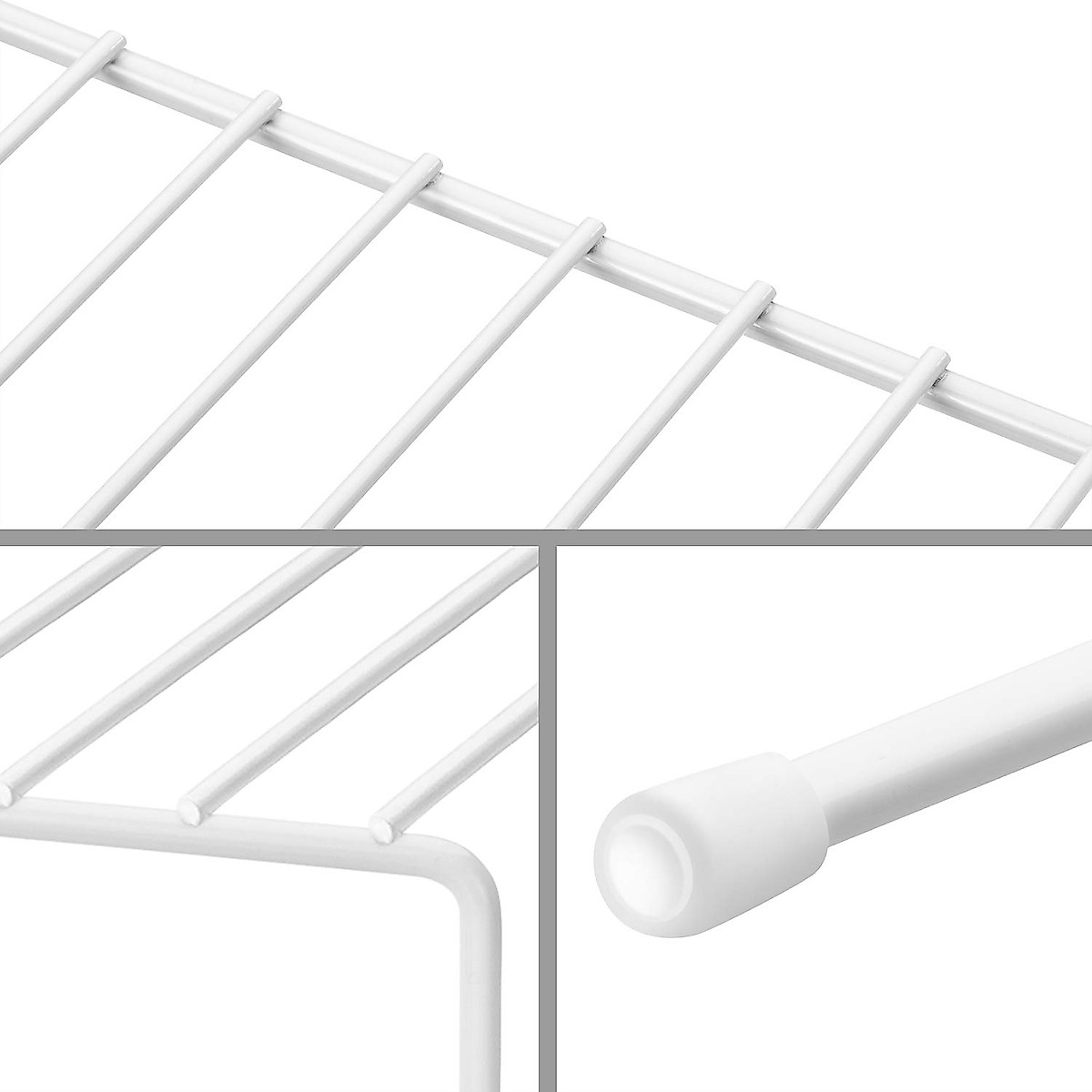 Lonian Kitchen Cupboard Organiser, Home and Kitchen Storage Shelf Wire Rack Made of Metal for Kitchen Cabinets, Counter-Tops, Pantries, Food and Utensils - White (Pack of 2)