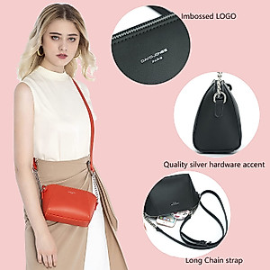 David Jones Women Small Cell Phone Purses Crossbody Bag, Girls Trendy Lightweight Faux Leather Shoulder handbags, Cute Waterproof Mini Black Purse