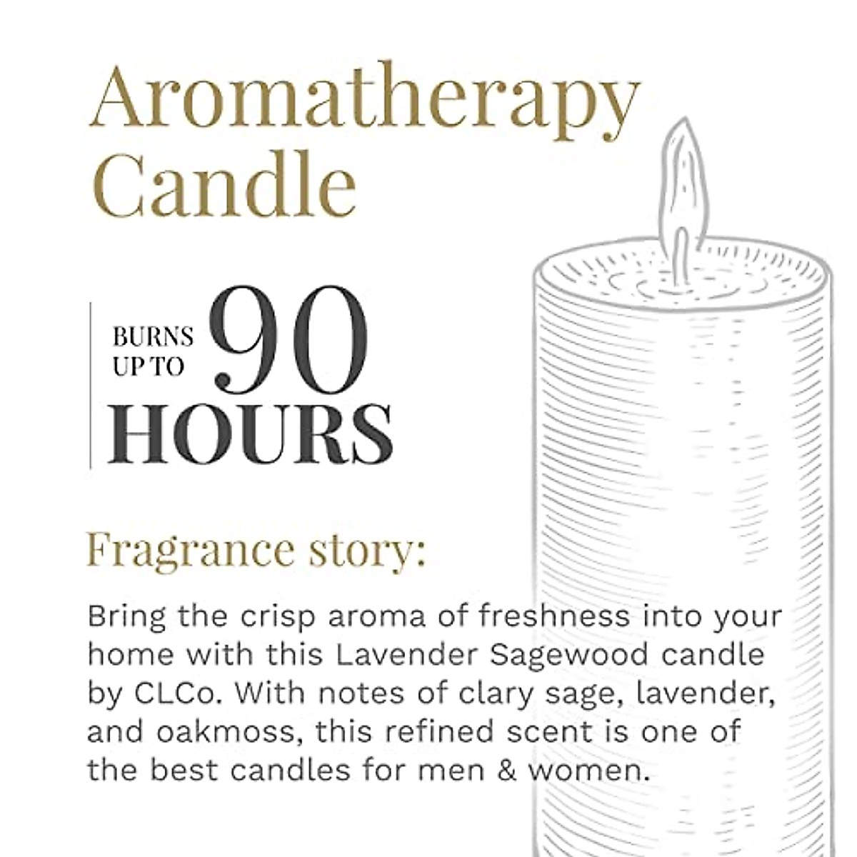 CLCo. by Candle-Lite Company Scented Candles, Lavender Sagewood Fragrance, One 14 oz. Single Wooden Wick Aromatherapy Candle with 90 Hours of Burn Time, White Color