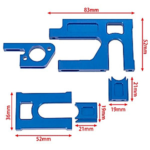 DKKY Aluminum 7075-T6 Motor Mount Set Motor Base Carbon Fiber Differential Cover for 1/8 Sledge 4WD Monster Truck 95076-4 49mm Motor RC Model Car Parts (Blue)