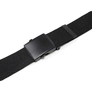 Canvas Web Belt Military Style with Black Buckle and Tip 56" Long Many Colors (Black)