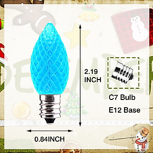 Jawtach C9 LED Christmas Light Bulbs - 50 Pack C9 LED Bulbs ICY Blue - 1W for Outdoor String Lights, Holiday Decoration