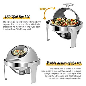 BriSunshine 6L Chafing Dish Buffet Set, Stainless Steel Chafing Dishes with Roll Top Lid, Buffet Servers and Warmers for Parties Catering Event