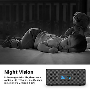 Hidden Camera Clock, 1080P WiFi Spy Camera Sits Concealed in Bluetooth Speaker, Nanny Cam Hidden Camera with Phone App Remote Viewing, Video Recording, Night Vision, Motion Detection (2.4G Only)