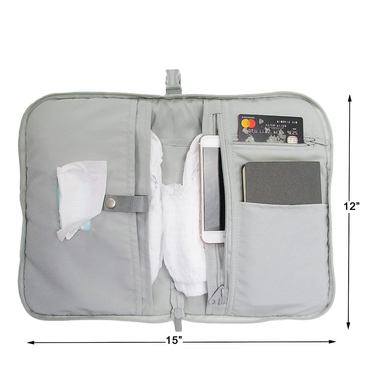 Portable Diaper Changing Pad for Baby Diaper Changing Kit with Detachable Changing Mat and Wipes Pocket Newborn Girls and Boys Baby Shower Gifts (Grey)