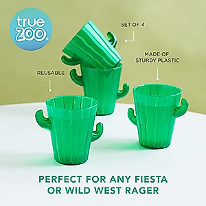 True Zoo Cactus Tequila Shot Glasses - Novelty Succulent Party Funny Cute Shot Glass Set, Unique Shooters in Green