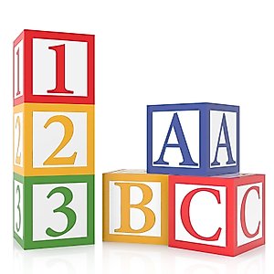 6 Pieces ABC and 123 Balloon Box Back to School Party Decoration 12 X 12 Inch ABC Alphabet Block Boxes Party Favor Balloon Inspire Story Birthday Party Decor for School Celebration Baby Shower