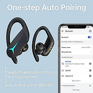 Wireless Earbuds 5.1，Bluetooth Earphones for Sports, Wireless Headset IPX7 Waterproof 40H Playtime Built in Mic Stereo Sound, Touch Control for Running Gym for iPhone/Samsung