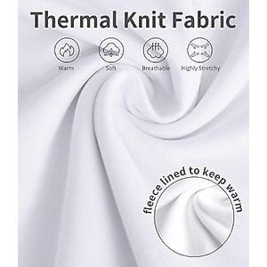 Mens Mock Turtleneck Thermal(White,XXL)