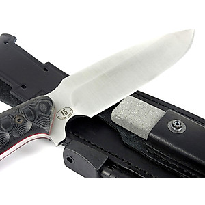 JEO-TEC Nº15 Bushcraft Survival Hunting Tactical Knife - BOHLER N690C Stainless Steel, Multi-positioned Leather Sheath, Sharpener Stone