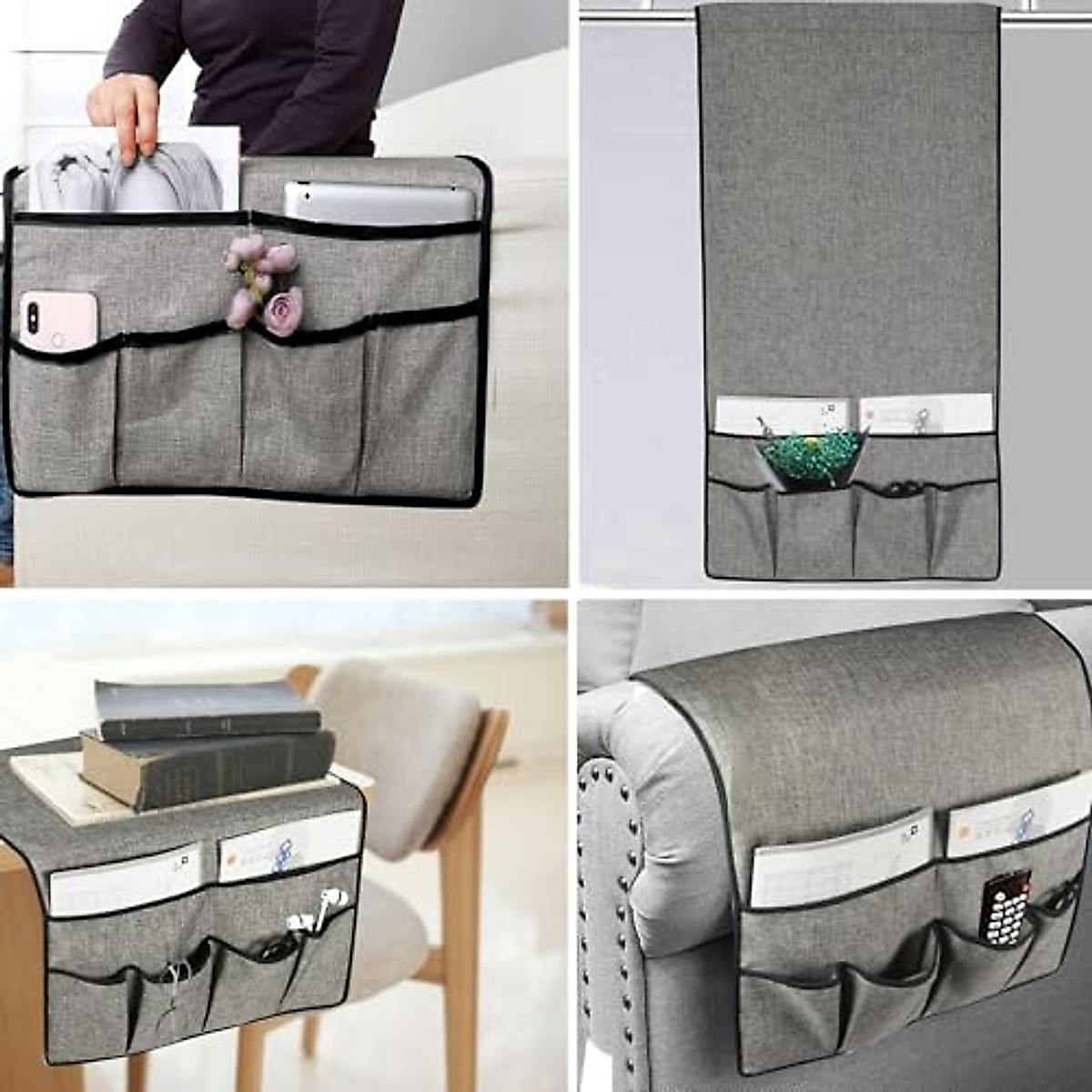 Iwtmm Arm Chair Organizer, Armchair Caddy for Recliner Non-Slip Couch Caddy with 6 Pockets, Magazines, TV Remote Control Holder, 19 x 35 inches