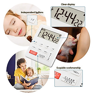 Jayron Desktop Digital Countdown Kitchen Timer,Clock,Counting,Loud Alarm,Battery Replaceable,for Wedding Retired Lab Homework Exercise Sports Fitness Classroom Meeting Work Kitchen Cooking(White)