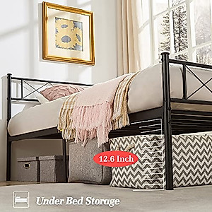 VECELO Metal Platform Bed Frame Mattress Foundation with Headboard & Footboard/Firm Support & Easy Set up Structure, Twin, Black