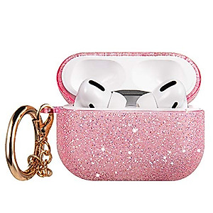 Bling Airpods Pro Case, Cute Glitter Diamond Airpod Pro 3 Case Cover for Girls Women, Rhinestone Protective Case with Keychain, Scratch Proof and Drop Proof for Apple Airpods Pro (Pink)