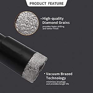 BTBLBITS Dry Diamond Core Drill Bit 3/4 Inch (20mm) Tile Drill Bits Angle Grinder Diamond Hole Saw for Porcelain Ceramic Granite Brick Marble with 5/8-11 Thread to 3/8” Hex Shank Adapter