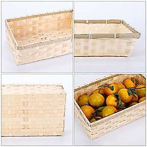 VALICLUD Decorative Baskets 2pcs Weaving Baskets Cuboid Snacks Containers Sundries Storage Baskets Storage Basket Wicker Baskets for Closet Organizers and Storage Rectangular Tray