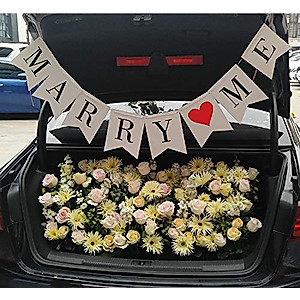 Marry Me Banner, White Cardboard with Black Letters, Swallowtail Design Hanging Signs for Valentine's Day, Engagement, Marriage Proposal Bridal Shower, Wedding